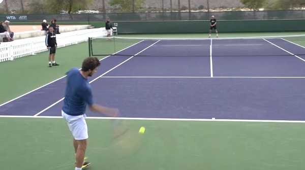 Gilles Simon Forehand and Backhand from Back Perspective - BNP Paribas ...